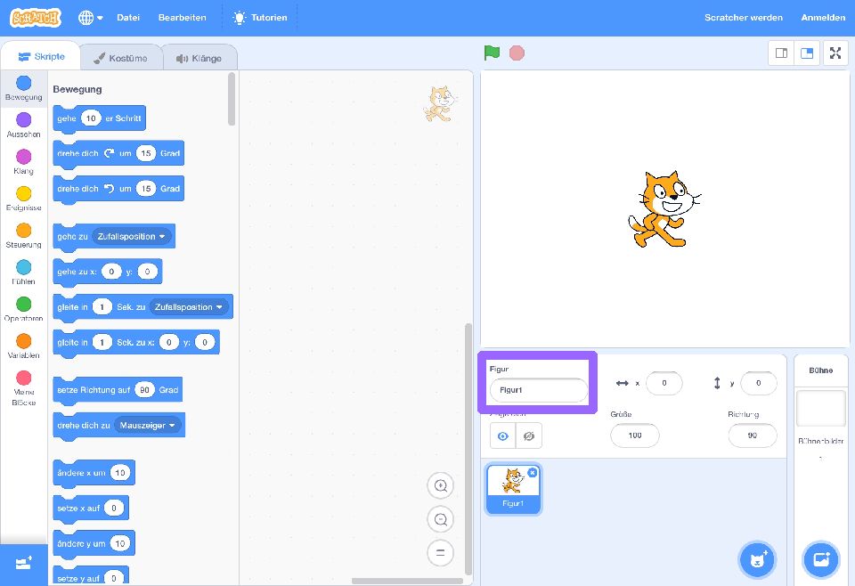 inf-schule | Die Katze lernt tanzen » Willkommen bei Scratch
